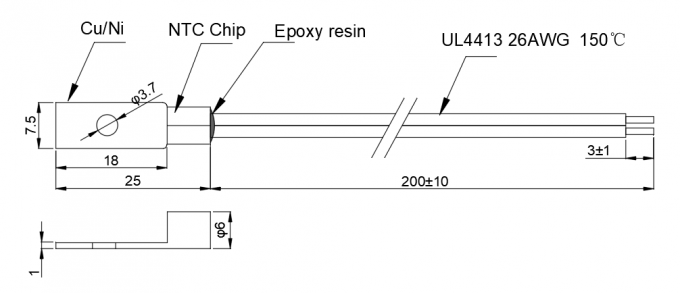 NTC Surface Mount Temperature Sensor Epoxy Resin Insulated Wire Ring ...